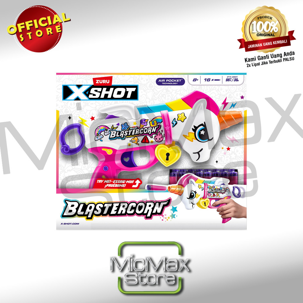 ZURU Xshot X SHOT Blastercorn Unicorn Blaster 16 Darts 36729 | Shopee ...