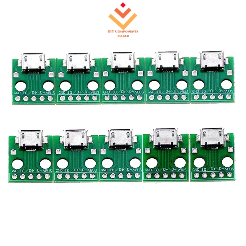 10Pcs Micro USB To DIP Adapter 5pin Female Connector B Type PCB ...