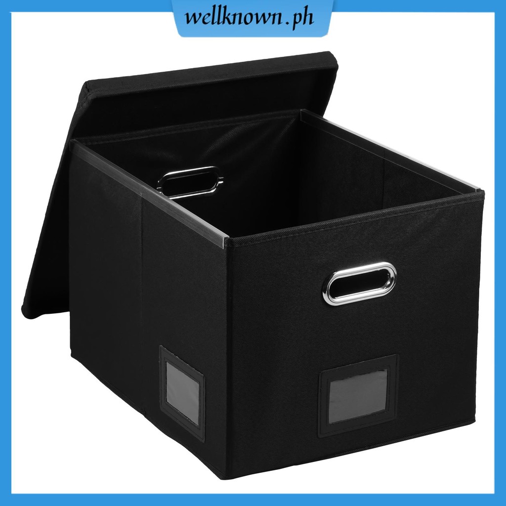 File Organizer Box with Lid Foldable Hanging File Filing Box Fabric ...