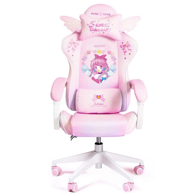 Pink Cute Cartoon Anime Gaming Chair Home Office Computer Chair E ...