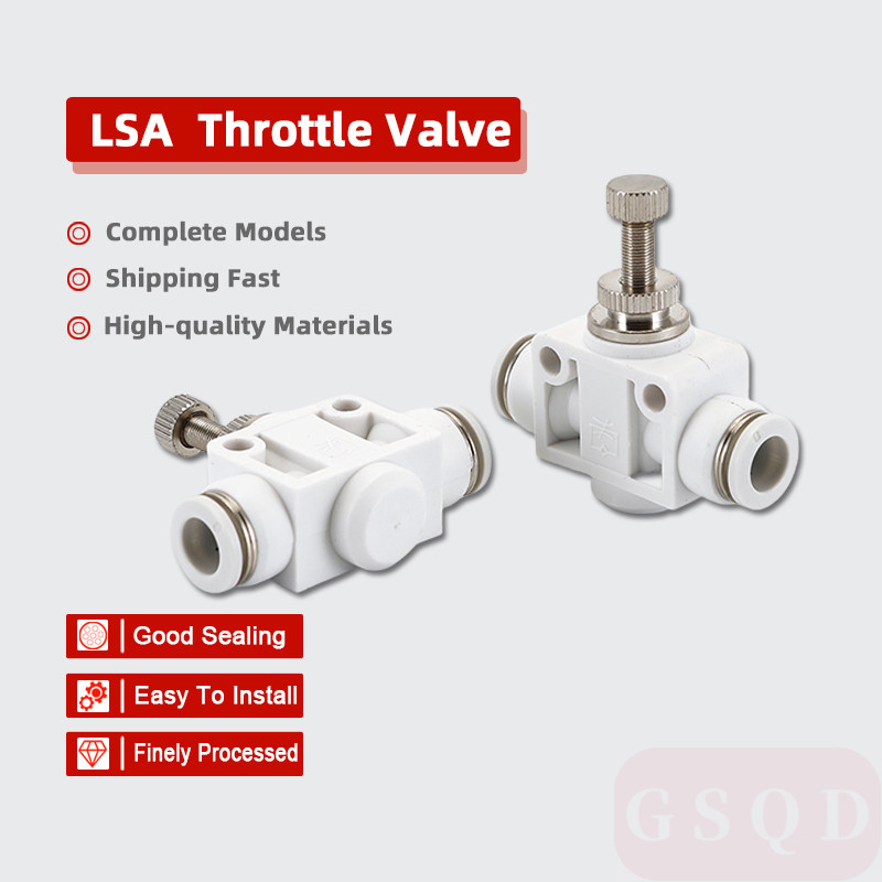 Pneumatic Trachea Air Joint Fitting LSA Pipe Throttle Valve Speed Regulating Valve PA SA ...