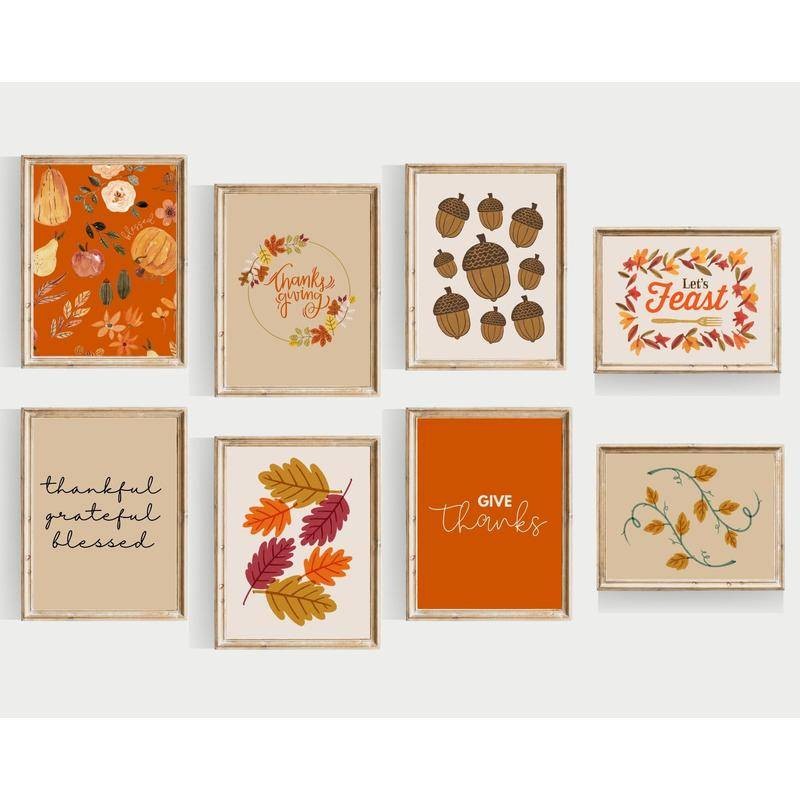 Thanksgiving Printables ThanksGiving Poster Fall Festive Prints Brown ...