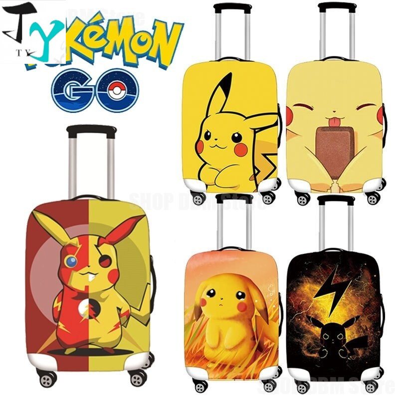 Anime Pokemon Pikachu Thick Elastic Luggage Protective Cover Zipper ...