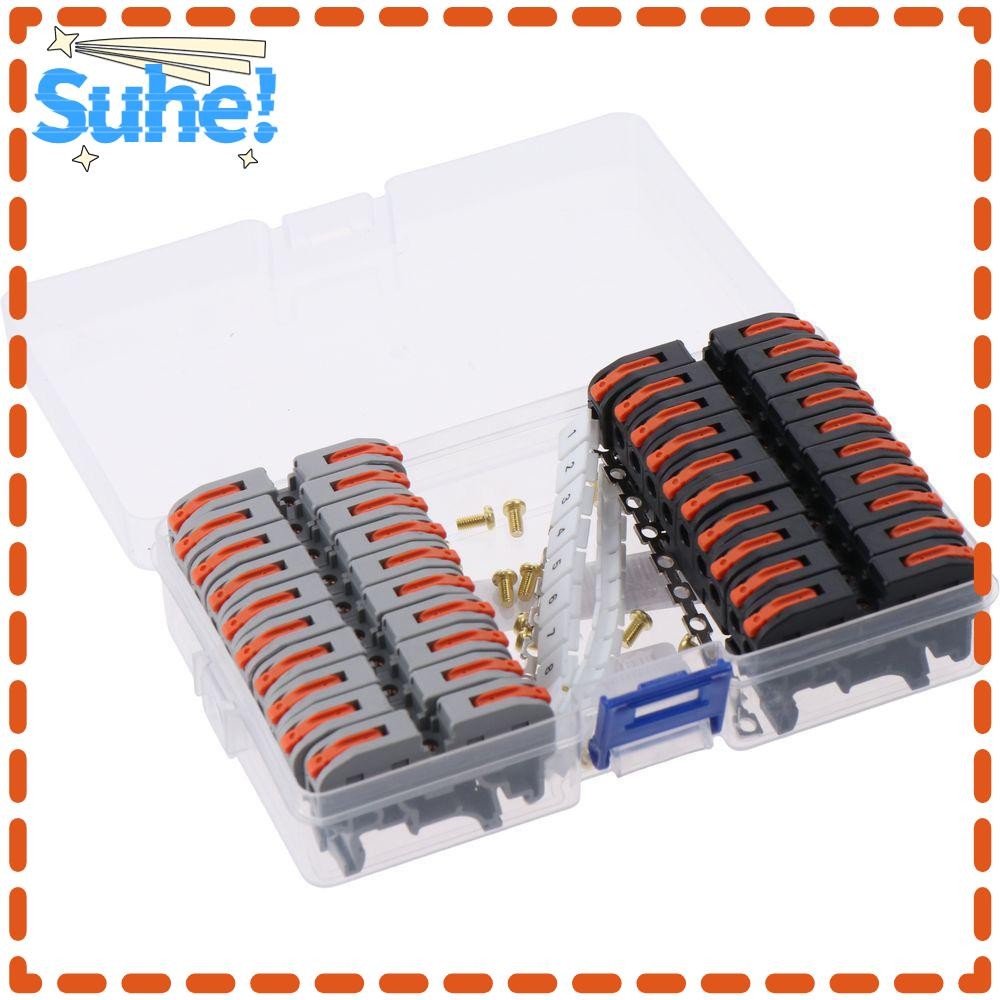 HI-SUHE 20PCS DIN Rail Terminal Blocks Kit, 32A 400V Compact Power Terminal, with Screw ...
