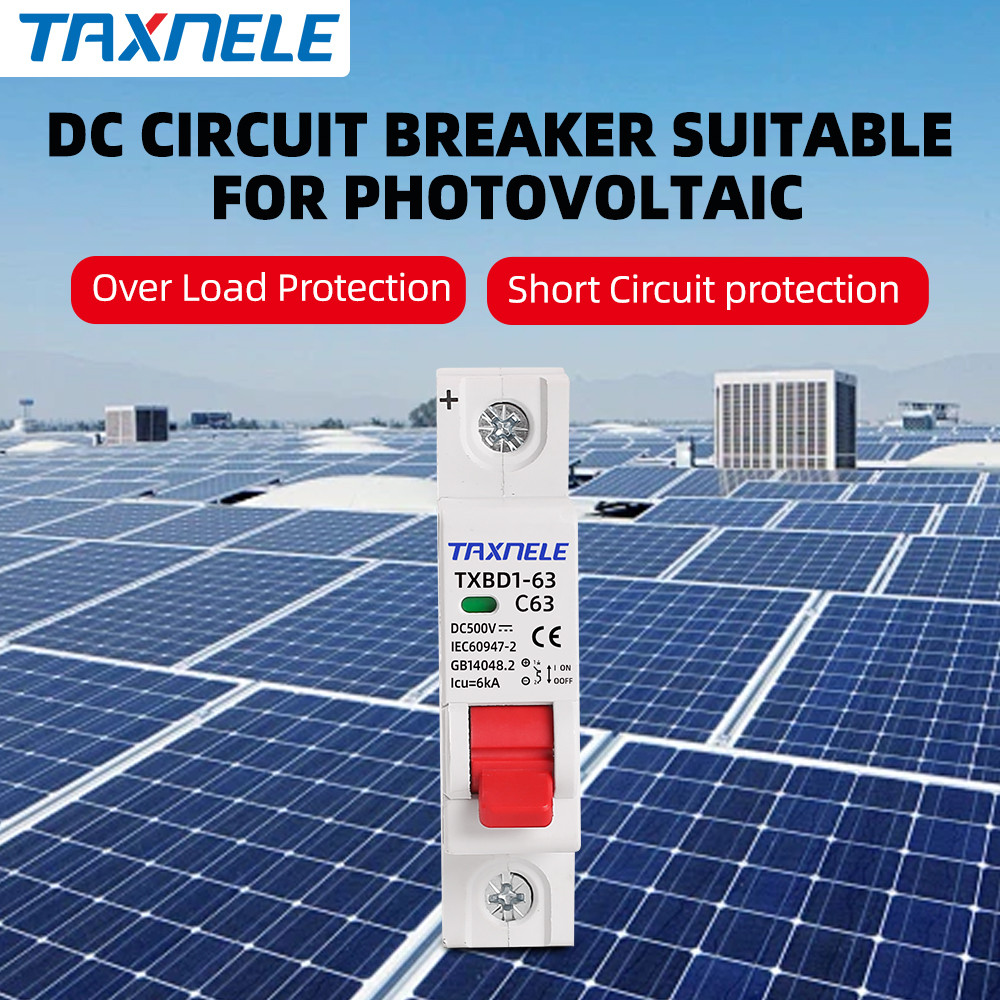 1P DC 500V MCB Solar Mini Circuit Breaker Overload Protection Switch 20A 25A 32A 63A ...