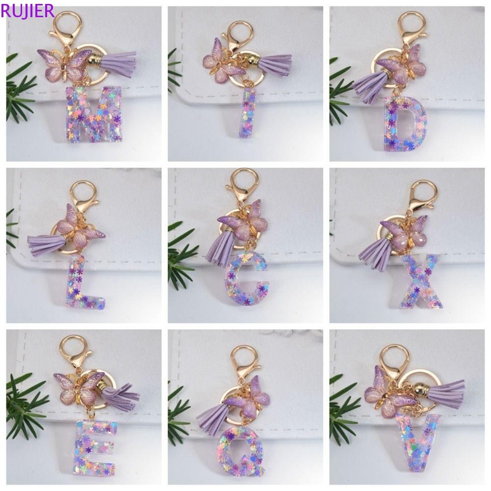 RUJIER A To Z 26 Alphabet Keyring, A To Z 26 Initials Alphabet Purple ...