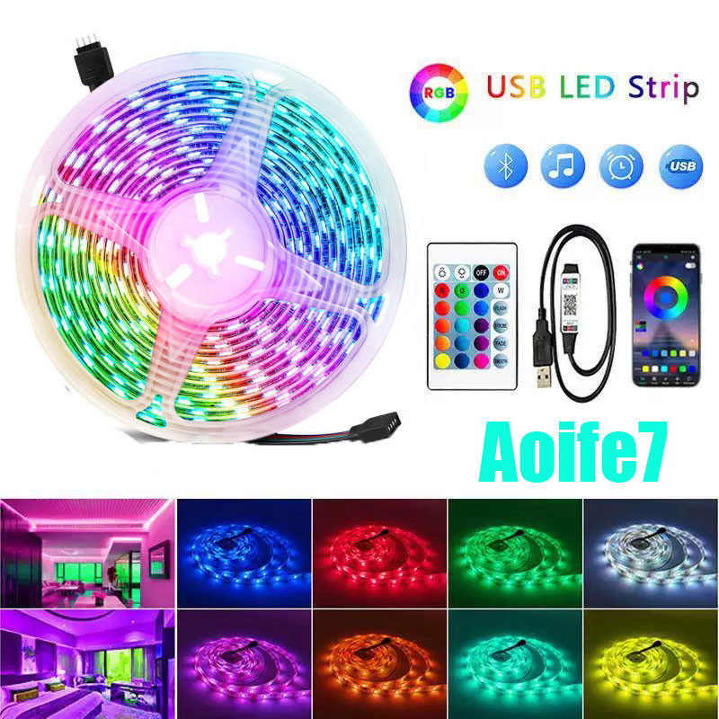 LED strip light with 24-key remote control SMD 5050 color variable TV ...