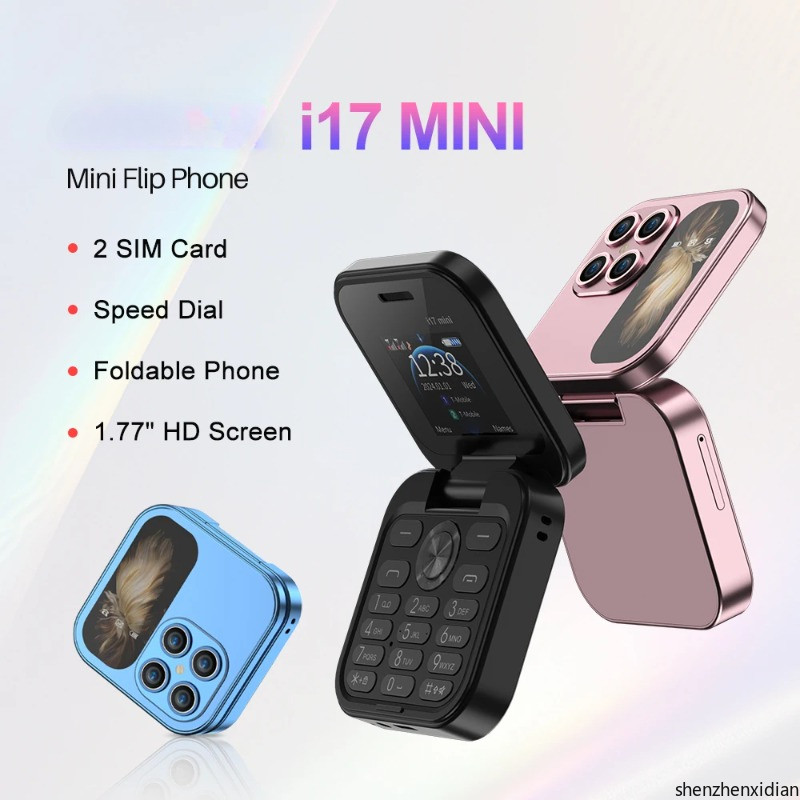 2024 NEW i17 Mini Dual SIM Small Flip Mobile Phone 2G GSM Speed Dial ...