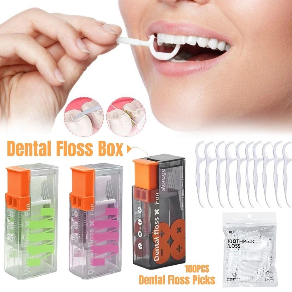 Box 10pcs dental floss box automatic pop ups portable Press the floss ...