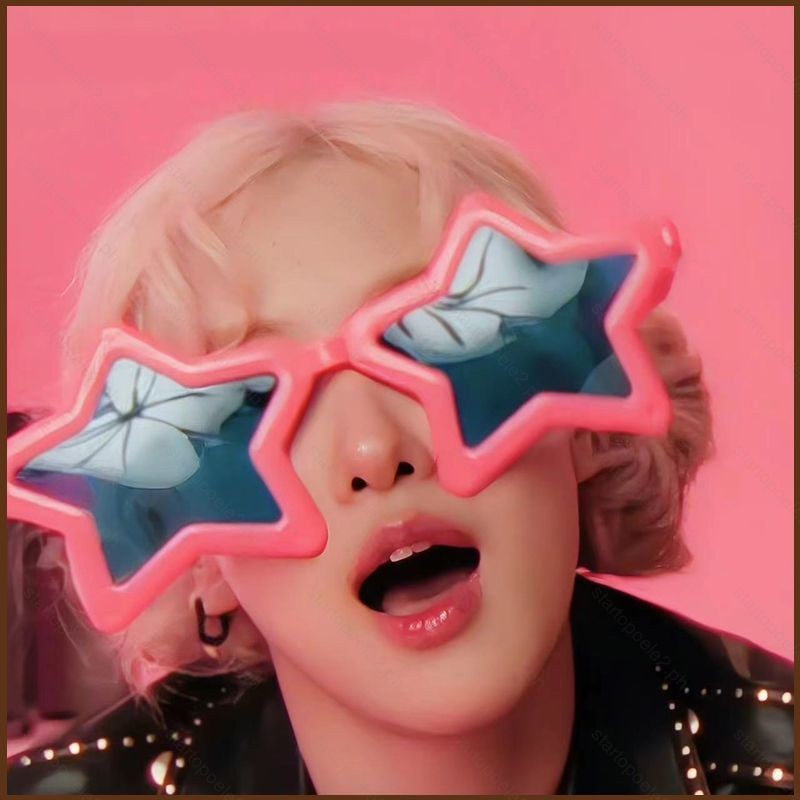 Kira BLACKPINK ROSE APT same pink star funny oversized glasses Cute ...