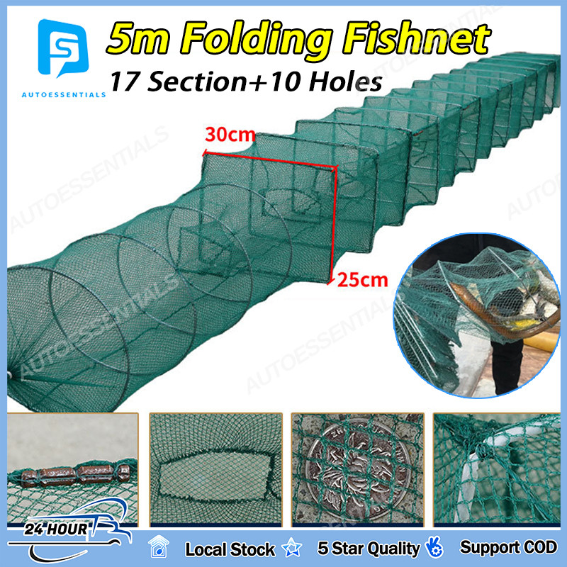 5m Shrimp Cage Fishing Net Lobster Fish Breeding Net Folding Fishnet 17 ...