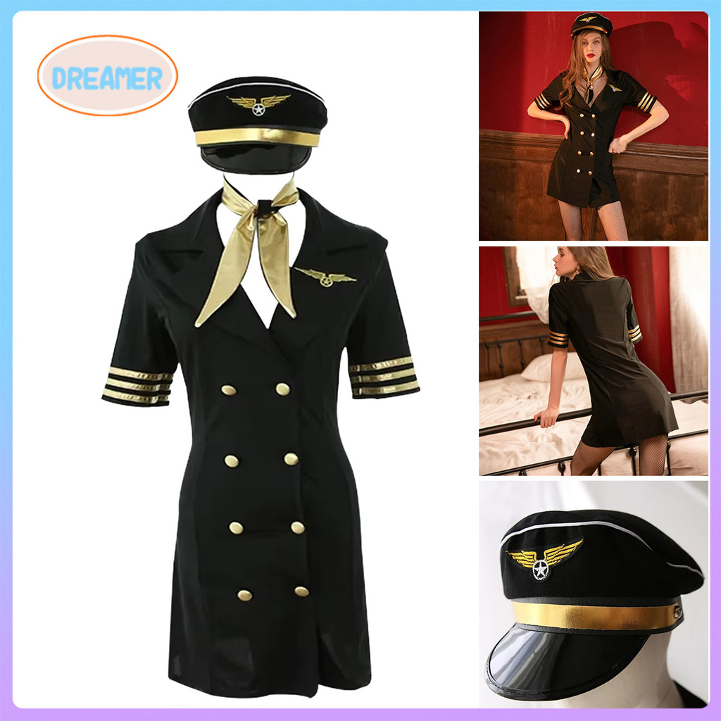 Stewardess Uniform Cosplay Flight Attendant Attire Women Flight ...