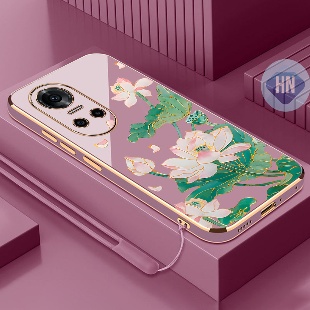 Case For OPPO reno 10 10 Pro Phone case Lucky Lotus electroplating anti ...