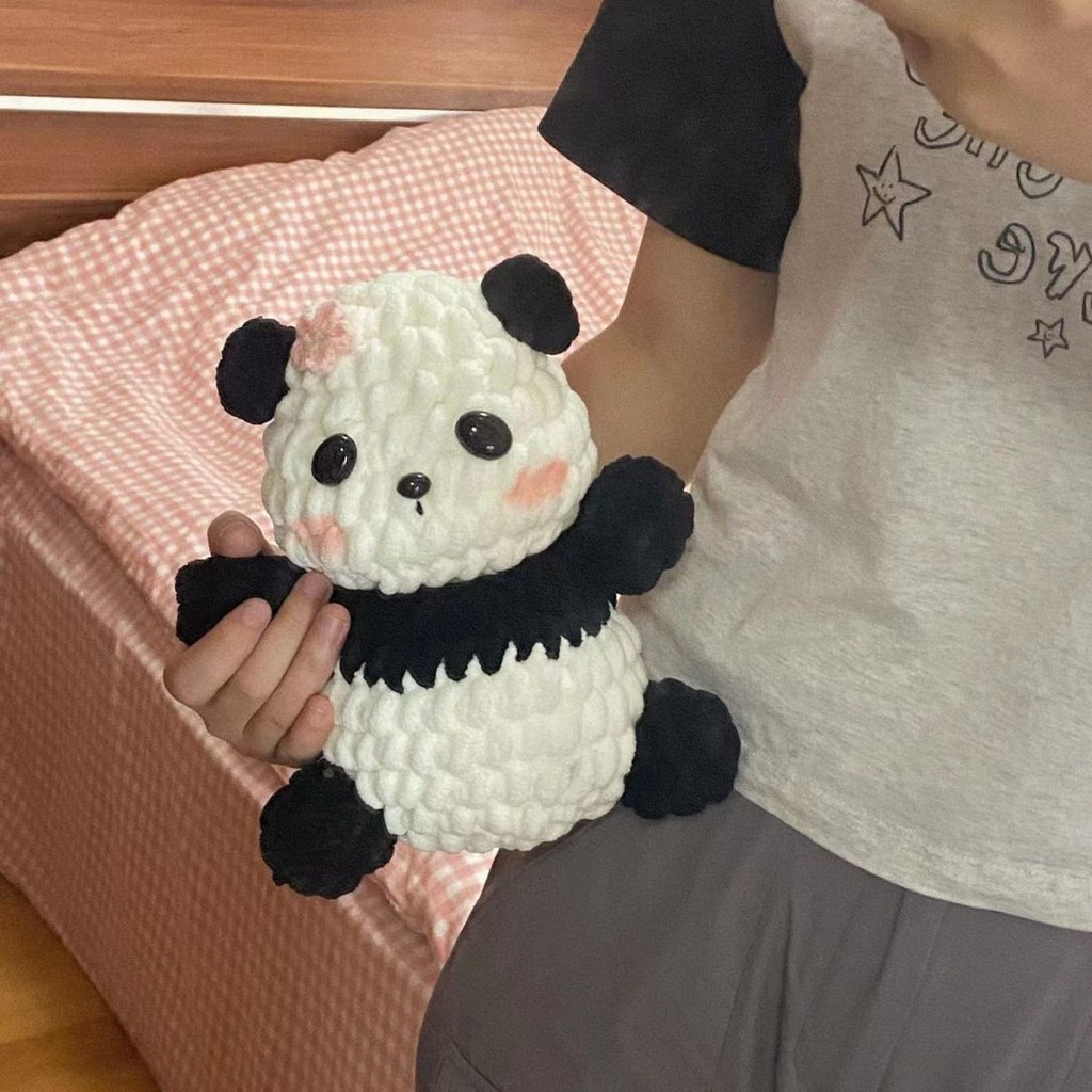 Cute Panda Flower Material Kit Handmade diy Plush Cartoon Couple Gift ...