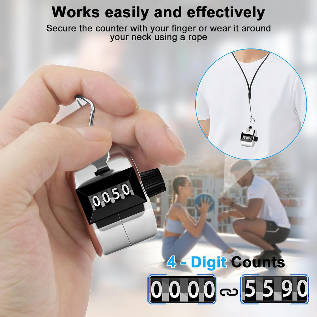 Clicker Counter, Metal Hand Tally Counter Clicker, 4 Digit Mechanical ...
