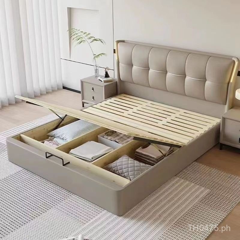 Mi Double Storage Bed Mi Elegant Light Luxury Master Bedroom Genuine ...