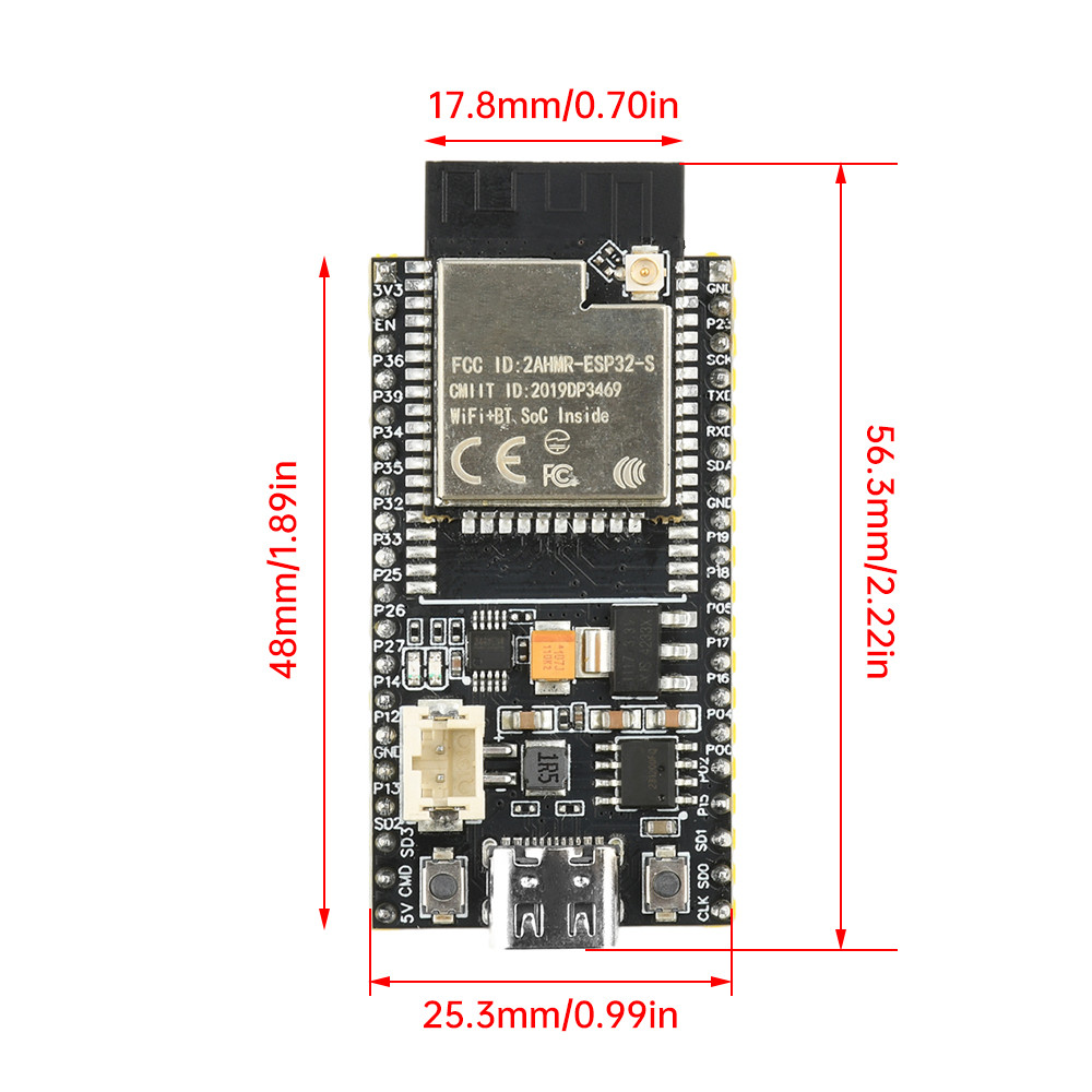 Pcbfun Esp32 Wifi Development Board Module 24g With Battery Interface Onboard Esp32 S Module