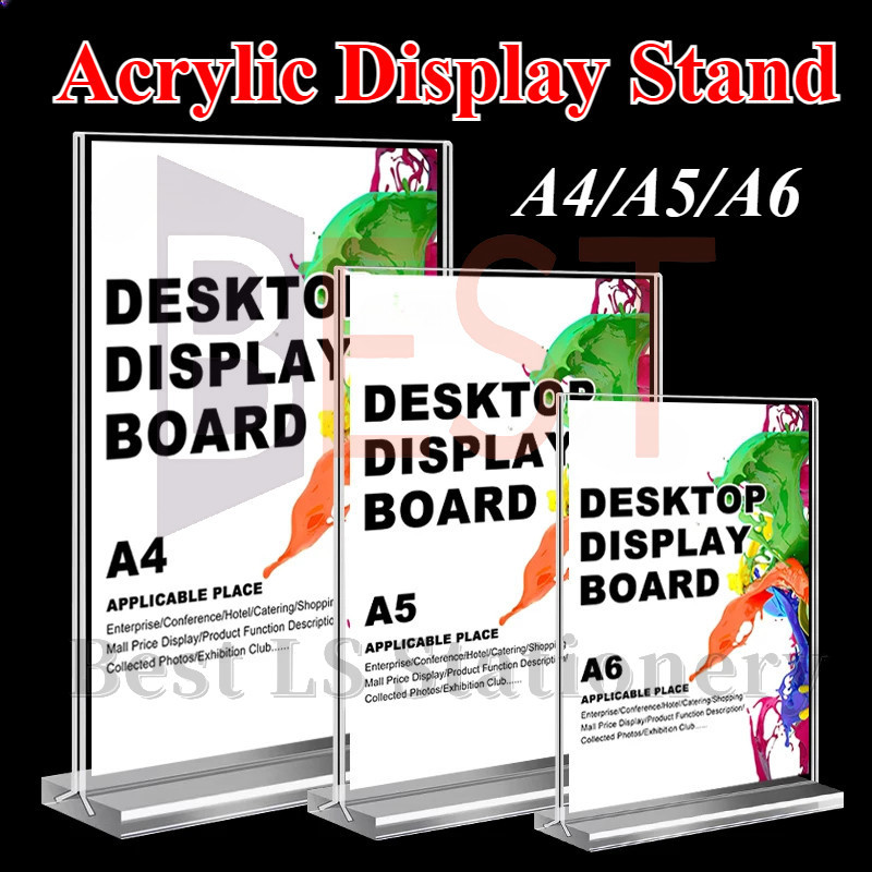 A4/A5/A6 Acrylic Sign Holder Clear T Shape Horizontal Table Sign Stands ...
