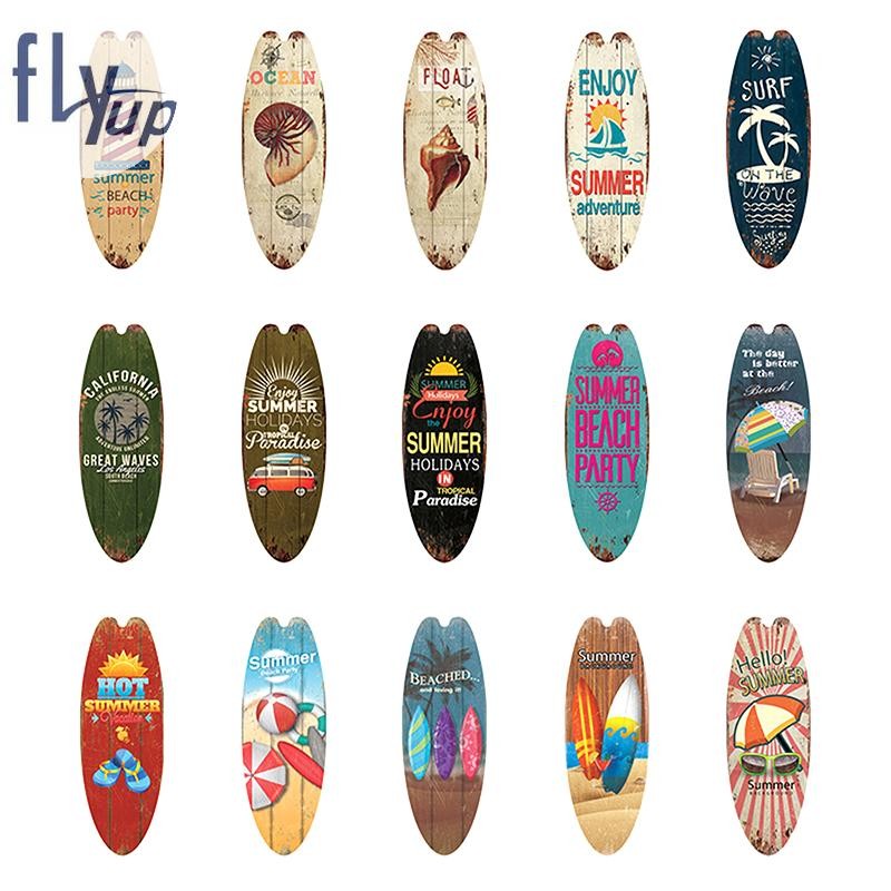 flyup Beach Tiki Bar Surfboard Wooden Sign Plaque Decor For Bathroom ...