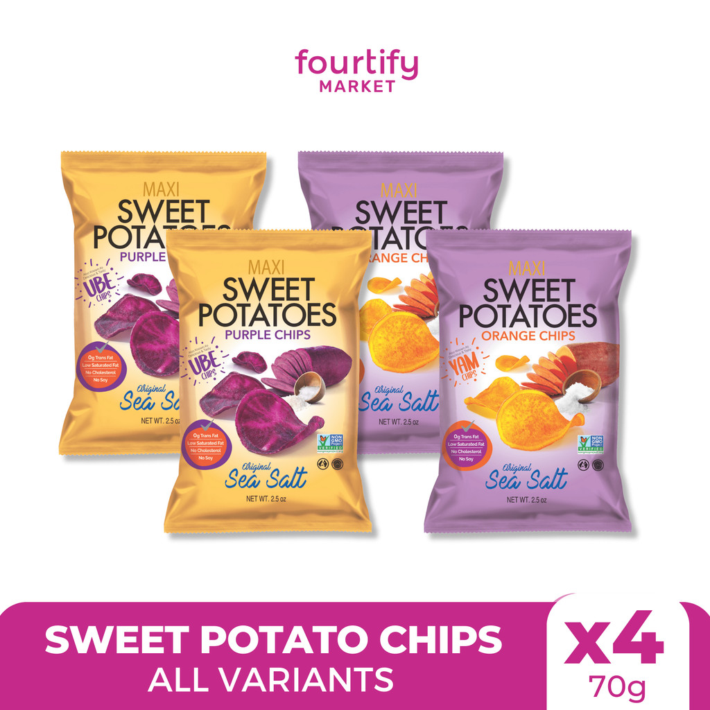 Maxi Sweet Potato Chips Original Sea Salt - Pack of 4 | Shopee Philippines
