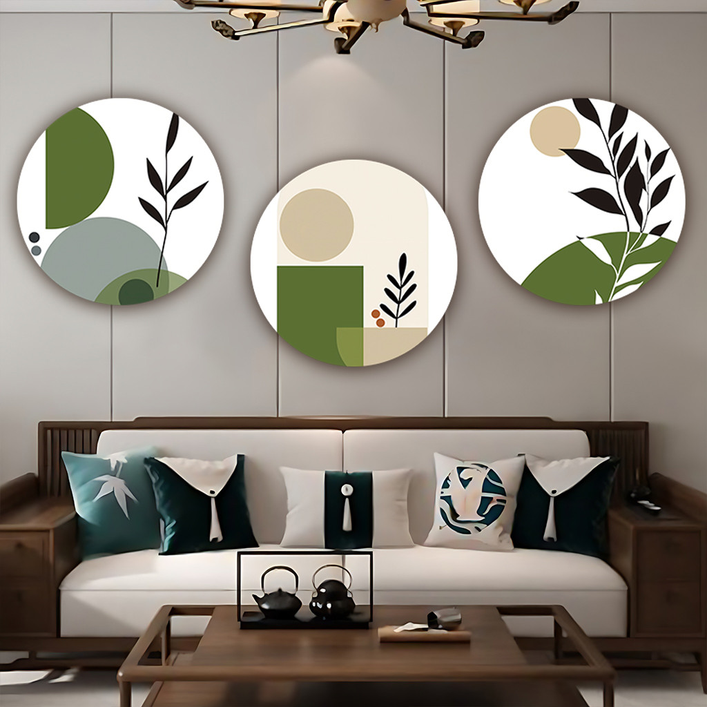 Abstract Geometry Circular Mural Wall Decoration Modern Circular Mural ...