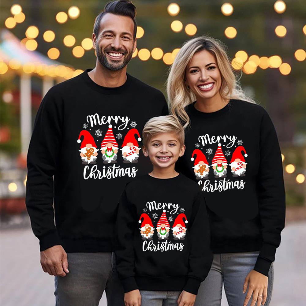 Merry Christmas Santa Claus Family Outfit Man Women Children Round Neck ...