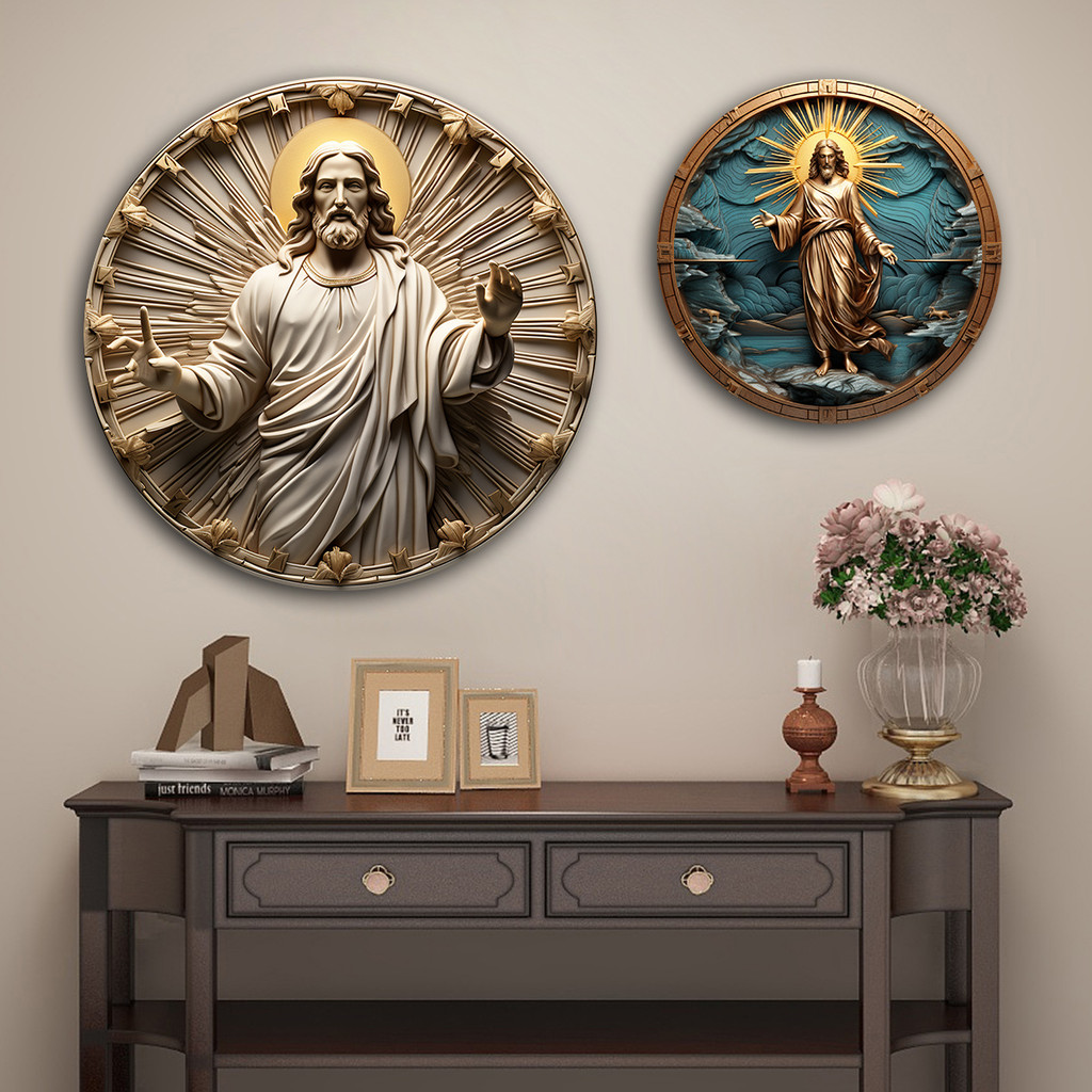 Living Room Jesus Christian God Circular Mural Luxury Wall Decoration ...