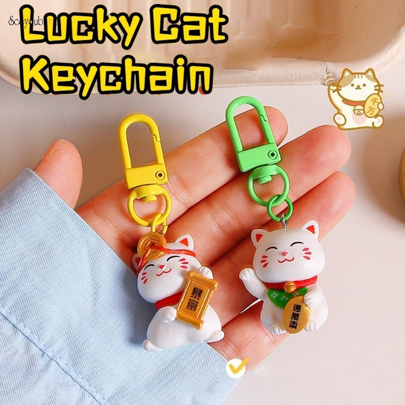 Creative Maneki Neko Pendant Keychain Fashion Lucky Cat Good Fortune ...