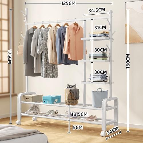 Clothes Rack Floor Standing Sampayan Stand Double Rod Clothing Rack ...