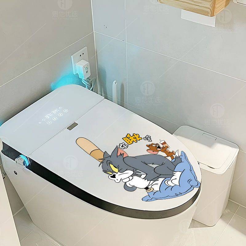 Cartoon Cat and Mouse Toilet Stickers Toilet Toilet Decorative Film ...