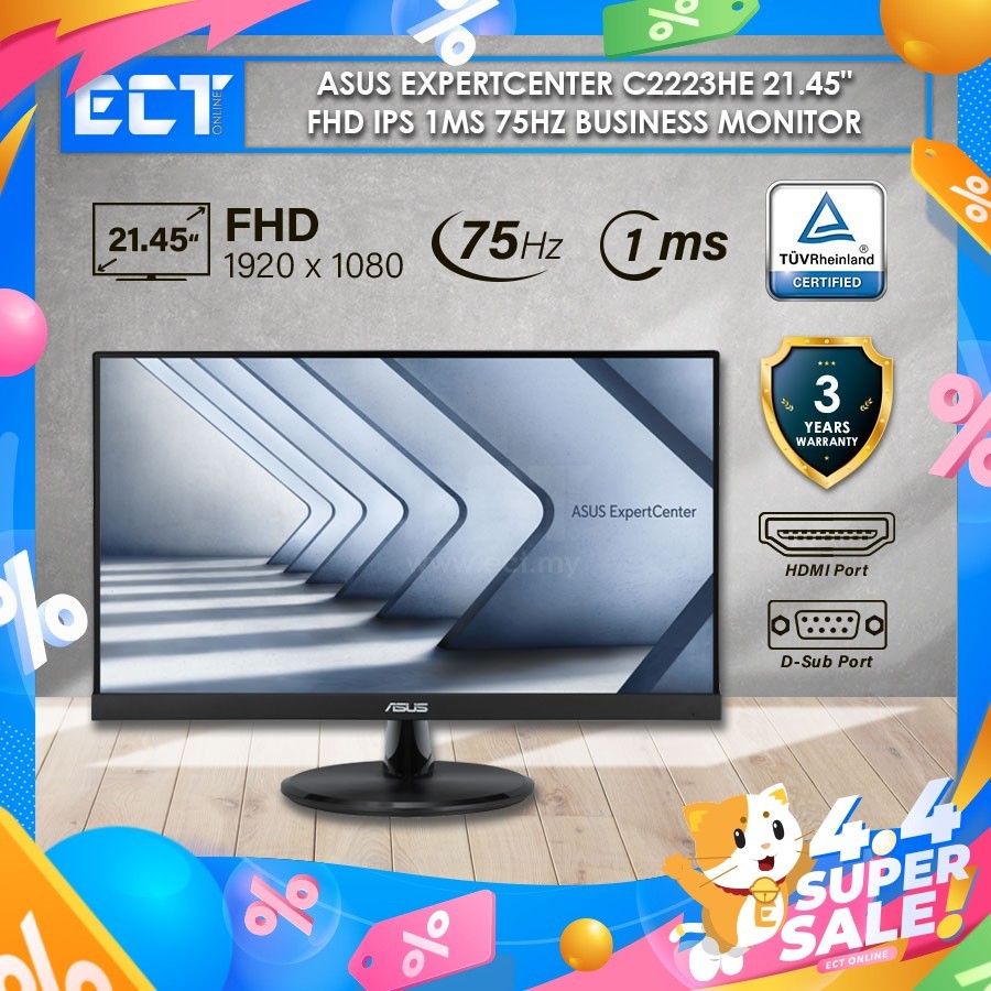 Asus ExpertCenter C2223HE 21.45" FHD (1920 x 1080) IPS 1ms 75Hz ...