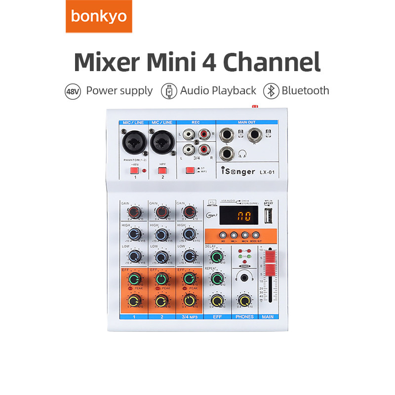 Bonkyo F4-USB Audio Mixer Original With Bluetooth USB 7 Channel For DJ ...