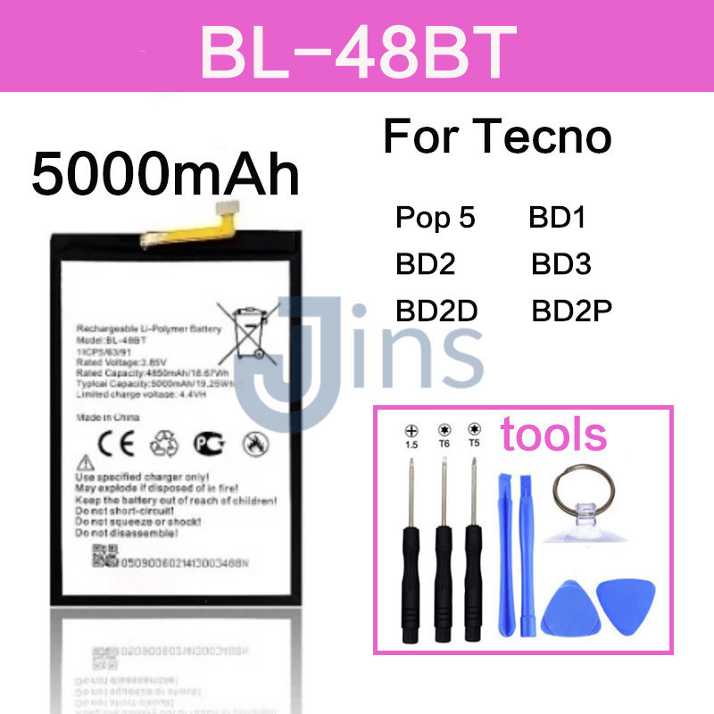 Tecno Pop5 Battery BL-48BT BD2 BD2P BD3 BD1 BD2D Battery bl48bt for ...
