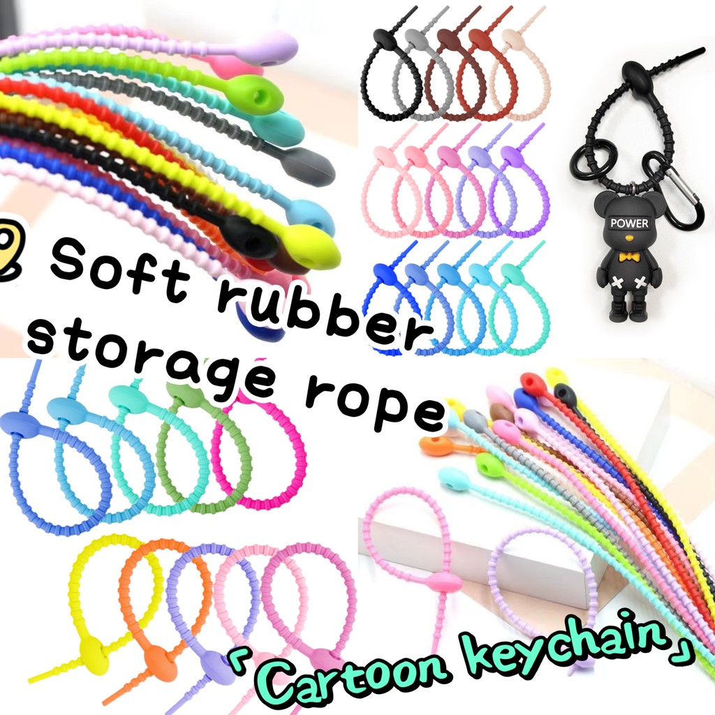 15cm Color Silicone Zip Tie Tadpole Self-locking Rope Data Cable ...