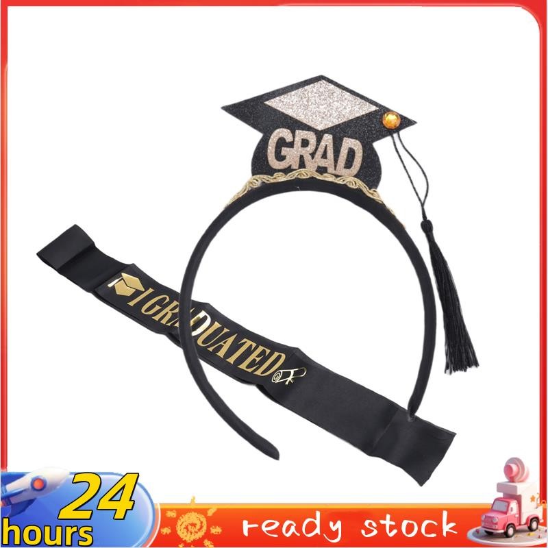 []1Set Grad Cap Headband Graduated Satin Sash 2024 Graduation Party ...