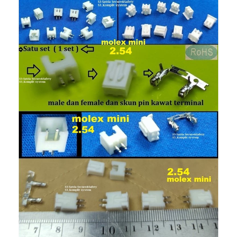 Molex mini 2Pin 2,54 molek 2,54mm header 2 Pin Jst XH 2.54 mm 2P socket ...