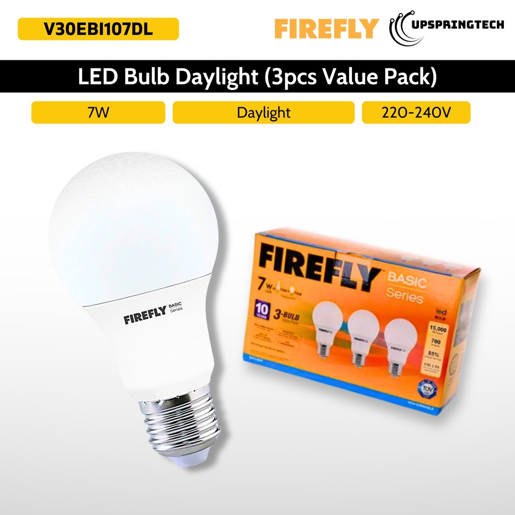 Firefly 7W LED Bulb Daylight (E27) - 3pcs Value Pack - V30EBI107DL ...