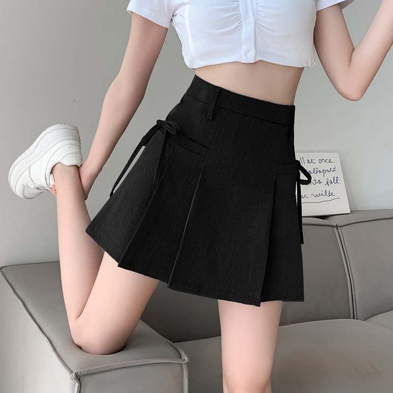 High Waist A-line Skirt Versatile Irregular Pleated Skirt Short Hip ...