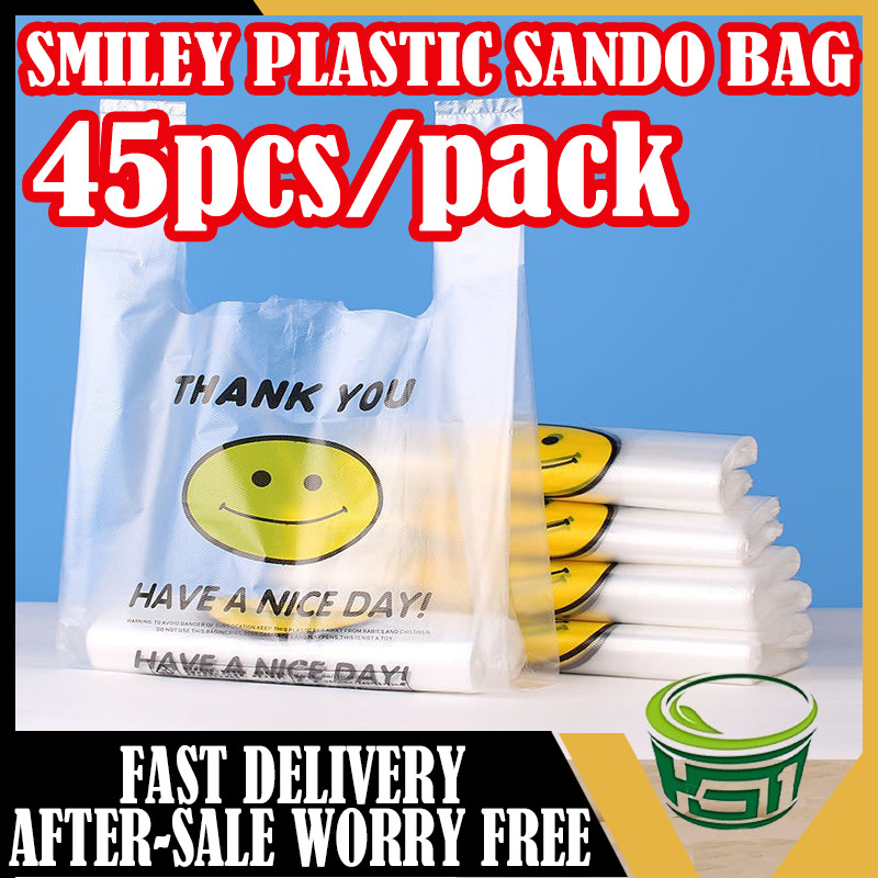 (By 45'S)Thank You Smiley Plastic Sando Bag Plastic Bag Sando Bag ...