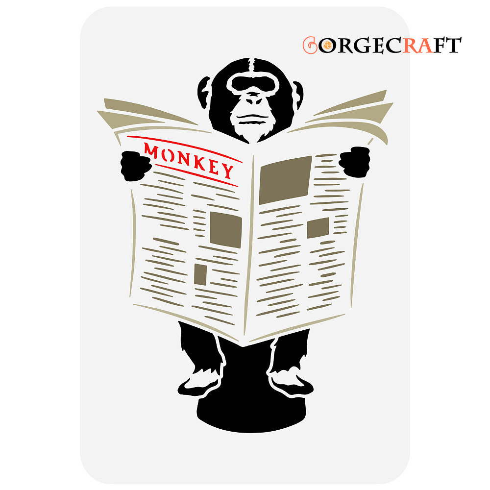 1pc Reading Chimpanzee Stencil 11.7x8.3inch Chimpanzee Reading ...