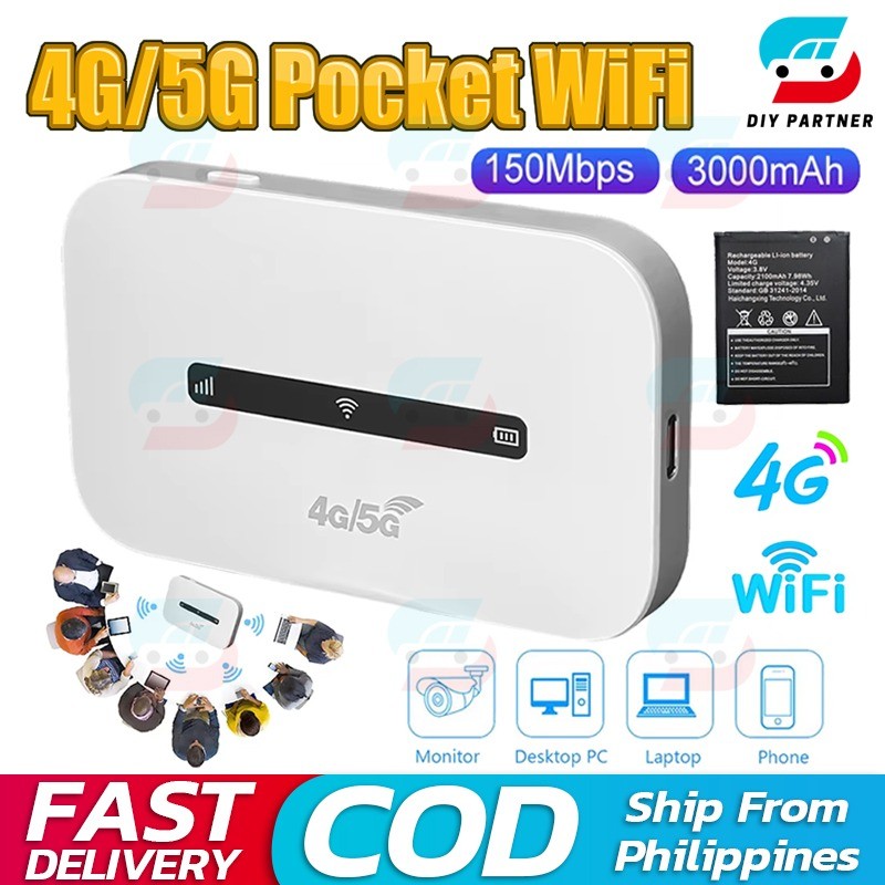 M6 4G 5G Pocket WiFi Router 150Mbps Openline 4G LTE Wireless Modem 3000mAh Outdoor Mobile ...