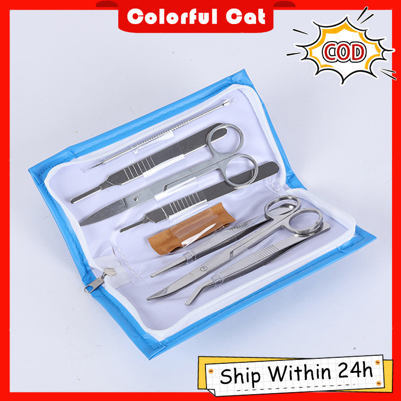 7Pcs/Set Stainless Steel Dissecting Animal Kit Microscope Dissecting ...