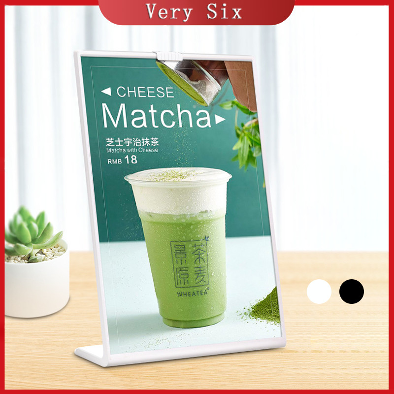 A4 Acrylic L-Shaped Restaurant Desktop Display Billboard Transparent ...