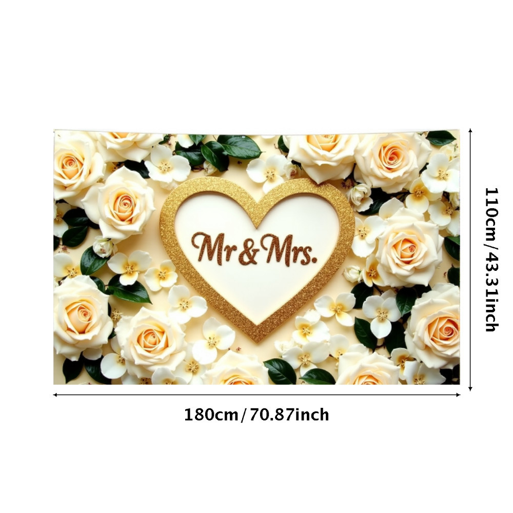 Mr & Mrs Yellow Rose Floral Bridal Shower Backdrop Mr Mrs Wedding Theme ...