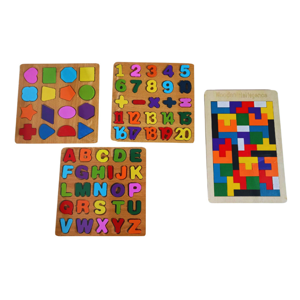 WiseNanay 3D Wooden Jigsaw Puzzle with Alphabet Letters Numbers ...
