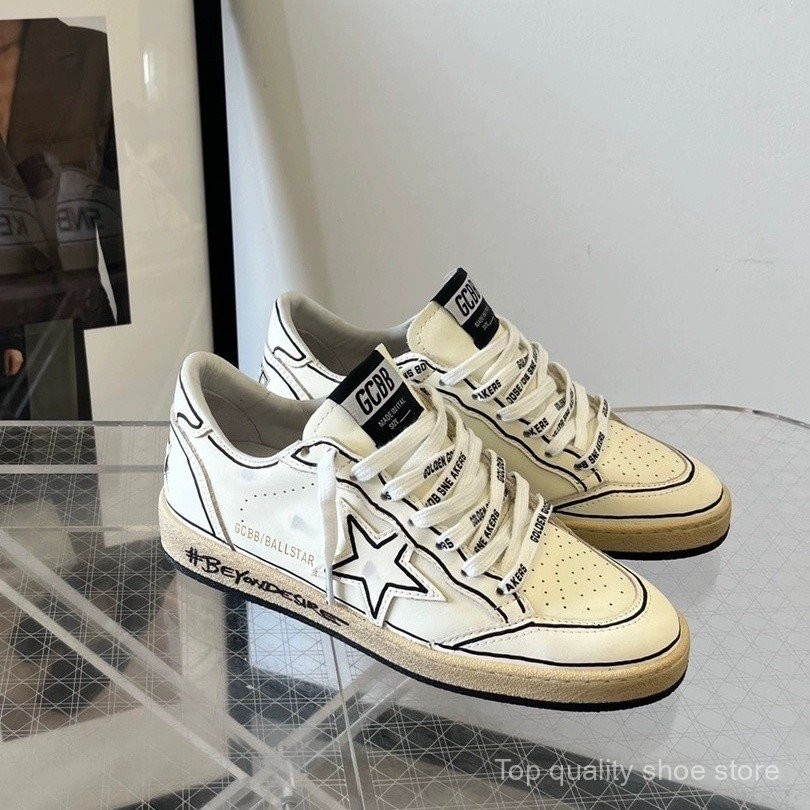 gcbb24New Retro Distressed White & Freehand Sketching Golden Goose ...