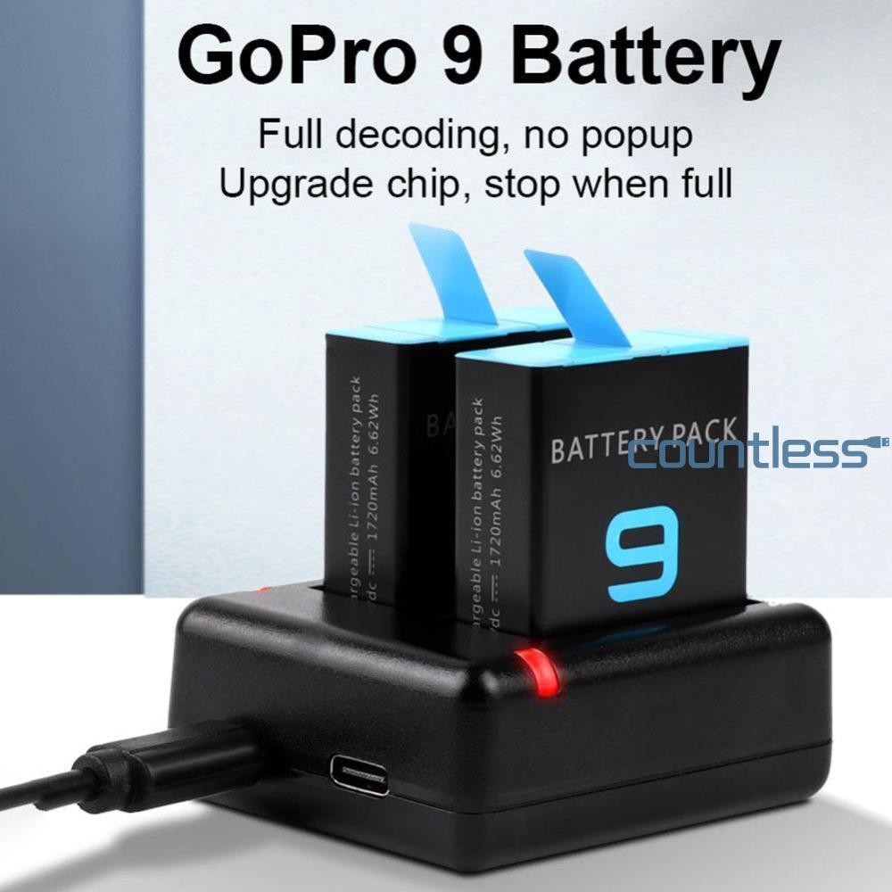 Dual Battery Charger USB C + Micro USB Input for GoPro Hero 9 Hero9 ...