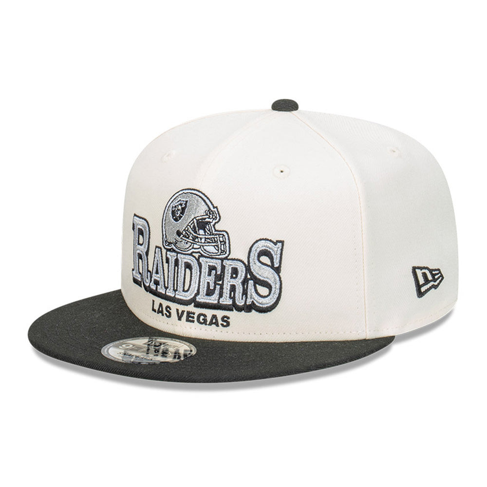 New Era Las Vegas Raiders Stack Script Chrome White 9FIFTY Snapback Cap ...