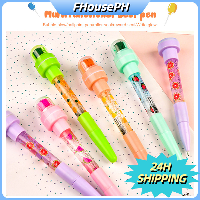 【FH】Bubble Pen Multi-function 5-in-1 Light Roller Seal Children Magic ...