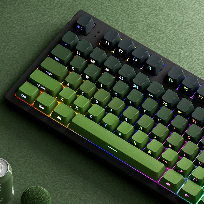Matcha Green Side Printed Keycaps PBT Double Shot Shine Through Keycaps ...